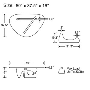 Rimdoc Noguchi Table Triangle Glass Coffee Table Vintage Glass End Table, Solid Wood Base & Triangle Clear Glass Top Modern End Table for Living Room, Patio, Study