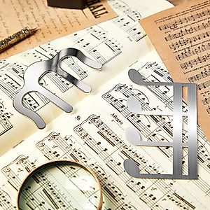 2 Pcs Metal Music Book Clip and Page Holder, Silver Book Clip for Reading, Piano Sheet Music Holders Sheet Music Holders for Piano, Keyboard, Stands, and Books