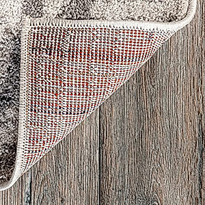 nuLOOM Leaves Abstract Runner Rug, 2' 6" x 6', Light Grey