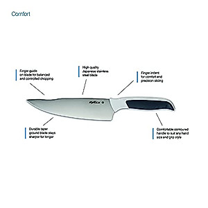 Zyliss E920240 Comfort 3 Piece Knife Set, Multiple Sizes, Japanese Stainless Steel, Multicolour, 3 x Kitchen Knives with Protection Covers, Dishwasher Safe