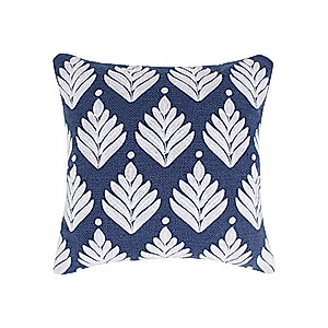 Levtex Home - Vintage Blossom - Decorative Pillow (18x18in.) - Embroidered Leaves - Blue and White