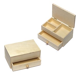 Baker Ross - AR143 Wooden jewelry Boxes Craft Project — Ideal for Kids' Arts and Crafts, Gifts, Keepsakes and More (Pack of 2)