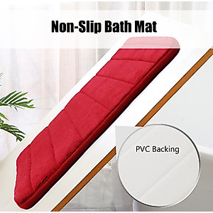 SK Studio Memory Foam Bath Mat Non Slip Absorbent Bathroom Rugs Thick Soft Dry Fast for Kitchen Runner Mat for Kitchen Floors Red, 16x24 inch