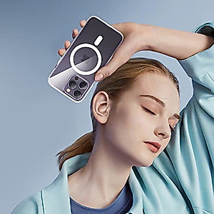 VEGO Case for iPhone 14 Pro Max 5G 2022, Magnetic Case with Built-in Strong Magnets, [Yellow Resistant] Clear Slim Soft TPU Shockproof Case for iPhone 14 Pro Max 6.7" - Clear