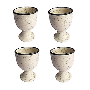 Soft Boiled Egg Holder | Ceramic Egg Cup Set | Ceramic Egg Holder Pottery Housewarming Gift set of 2 (Black)