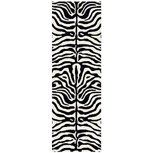 SAFAVIEH Soho Collection 2'6" x 12' Black / White SOH435A Handmade Premium Wool Runner Rug