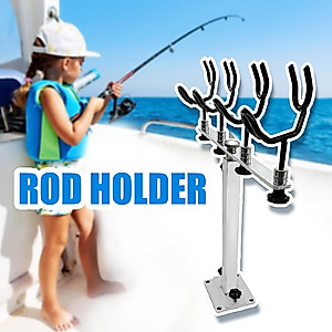 Mojiate Made PVC Coated Fishing Rod Holder Aluminum Fishing Rod Bracket Sure Grip Pole Support for Boat, Ship, Yacht and More