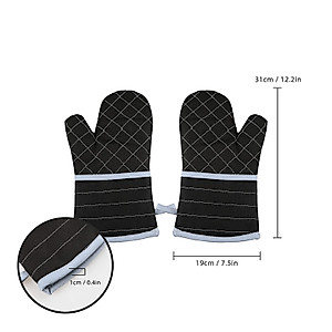 Irishom Oven Mitts - Long Kitchen Gloves Heat Resistant 260℃/500°F, Cooking Oven Mitts Grids Horizontal Stripes Pattern for Kitchen Cooking Baking BBQ