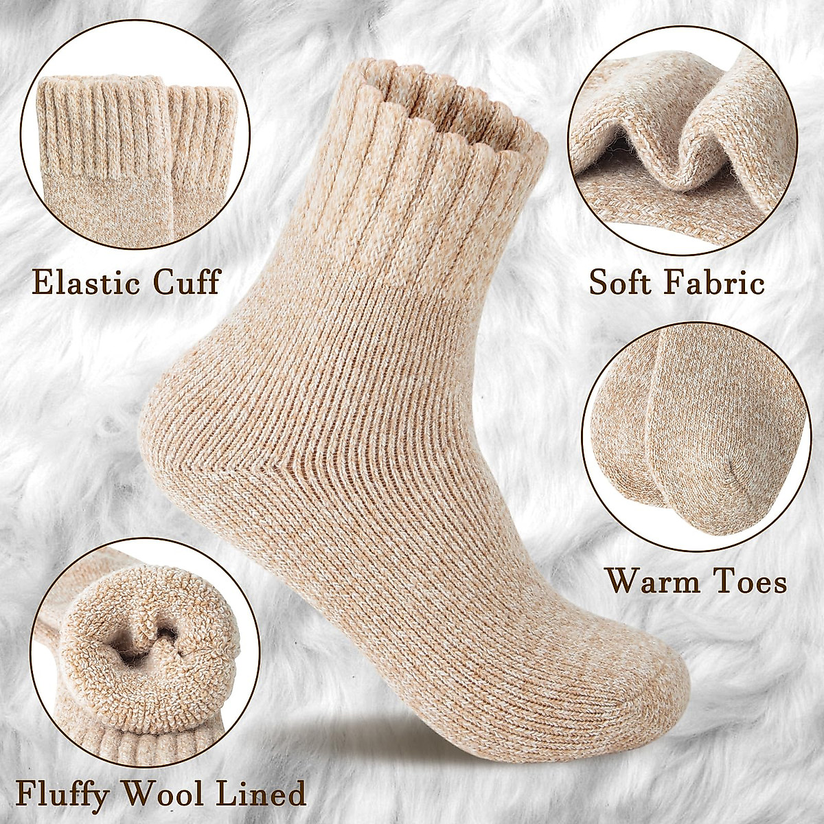 iCamter Womens Wool Socks Soft Super Thick Warm Socks for Women Thermal Winter Socks for Gifts