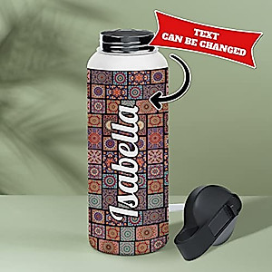 winorax Personalized Elephant Water Bottle Mandala Style Stainless Steel Double Wall Vacuum Insulated Sport Bottles Travel Cup 12oz 18oz 32oz Birthday Christmas Gifts For Elephants Lovers Women Girls