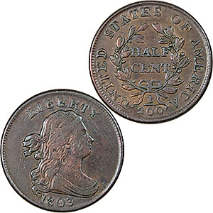 1803 Draped Bust Half Cent Extremely Fine Details Copper SKU:IPC6031