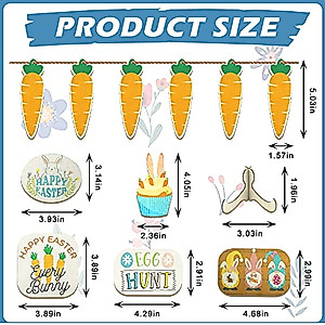 Hying 10 PCS Easter Bunny Gnomes Tiered Tray Decoration, Easter Eggs Mini Wooden Signs Words Letters Garland Carrot Rabbits Tabletop Signs for Home Farmhouse Rustic Kitchen Decor