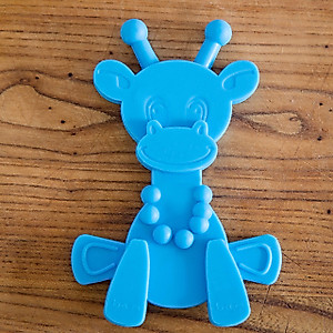 Baby Teething Toy Extraordinaire - Little Bambam Giraffe Teether Toys by Bambeado. Toy for Natural Teething Comfort and for Sore Gums - Gift for Baby Through to Infant - Cyan