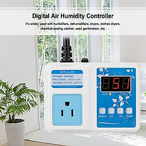 WILLHI WH1436H 110V Digital Air Humidity Controller with LCD Display High Accuracy Humidity Sensor & 118'' Power Cable, Humidification Mode & Dehumidification Mode+1pc Extra Sensor