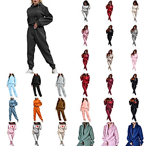 Outfit Sets For Women Dressy Halloween Loose Tracksuit Female Cotton Comfy Gym Sweatpants Sweater Pant Sweatsuit Set For Women Tall Lounge Set 01 Red, XL
