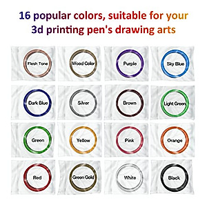 3D Pen Filament 320 Feet, 16 Colors, Each Color 20 Feet, 250 Stencils eBooks - 3D Printing Pen PLA Refills1.75mm, High-Precision Diameter and Kids Safe Material, Fit for SCRIB3D P1 and MYNT3D