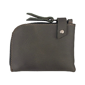 Hide & Drink, Zippered Wallet, Holds Up to 6 Cards Plus Folded Bills, Pouch Organizer, Cash Holder, Travel Essentials, Mini, Pocket-Size, Full Grain Leather, Handmade, Charcoal Black