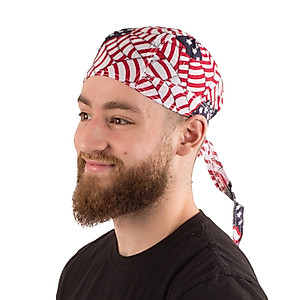CoverYourHair American Flag Durag - USA Doo Rag - Dew Rags for Men - Patriotic Skull Caps - American Flag Headbands (2 Pack Dew Rags)