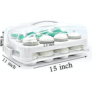 Top Shelf Elements Cupcake Carrier With Two Muffin Pan/Cupcake Pan Stylish Cupcake Carrier With Handle Carrier Holds 24 Cupcakes Muffin Tin Makes 12 Cupcakes each Non Stick Cupcake Tray For Baking