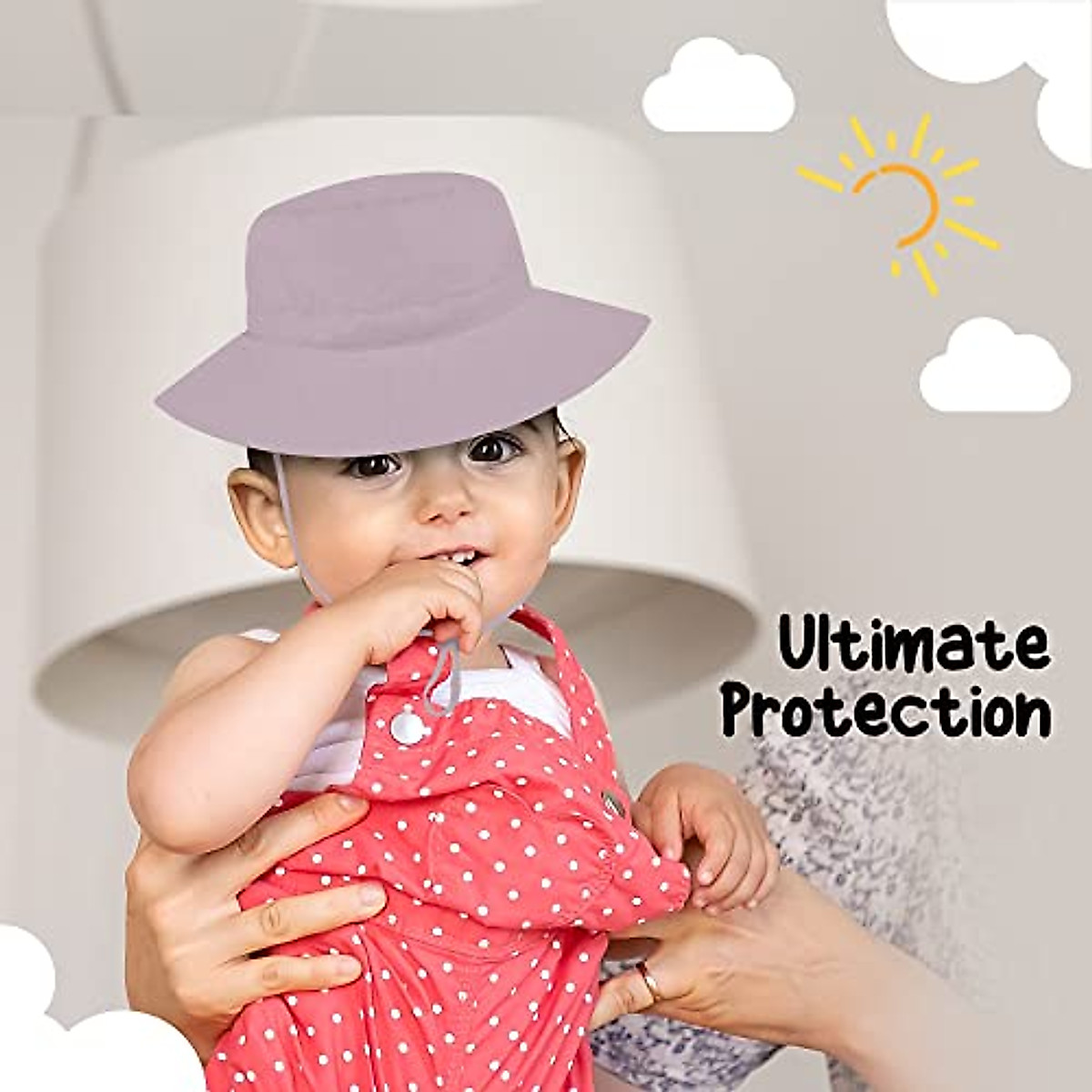 Protective Baby Sun Hat with UPF 50+ Protection Adjustable Infant Summer Beach Bucket Hats for Boy & Girl Breathable Toddler Swim Pool Play Sunhat with Wide Brim 2-5 Years Lavender (50-54 cm)
