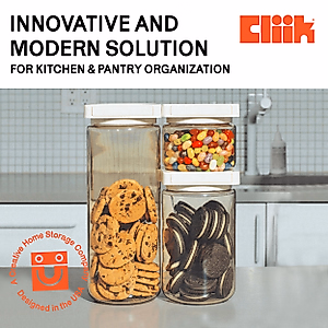 Cliik 3-Pack Magnetic Stackable Kitchen Containers, Jars for Organization and Storage, Kitchen Storage & Pantry Organizer with Lid, Shatterproof, Leakproof & Airtight