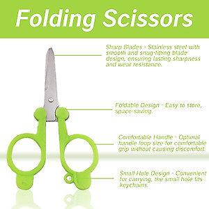 YAFIYGI 3PCS Travel Scissors TSA Approved Folding Portable Mini Travel Trip Stainless Steel Blades Plastic Handles Compact Foldable Small Carry On Pocket Size for Backpack Crafting Scissors Home