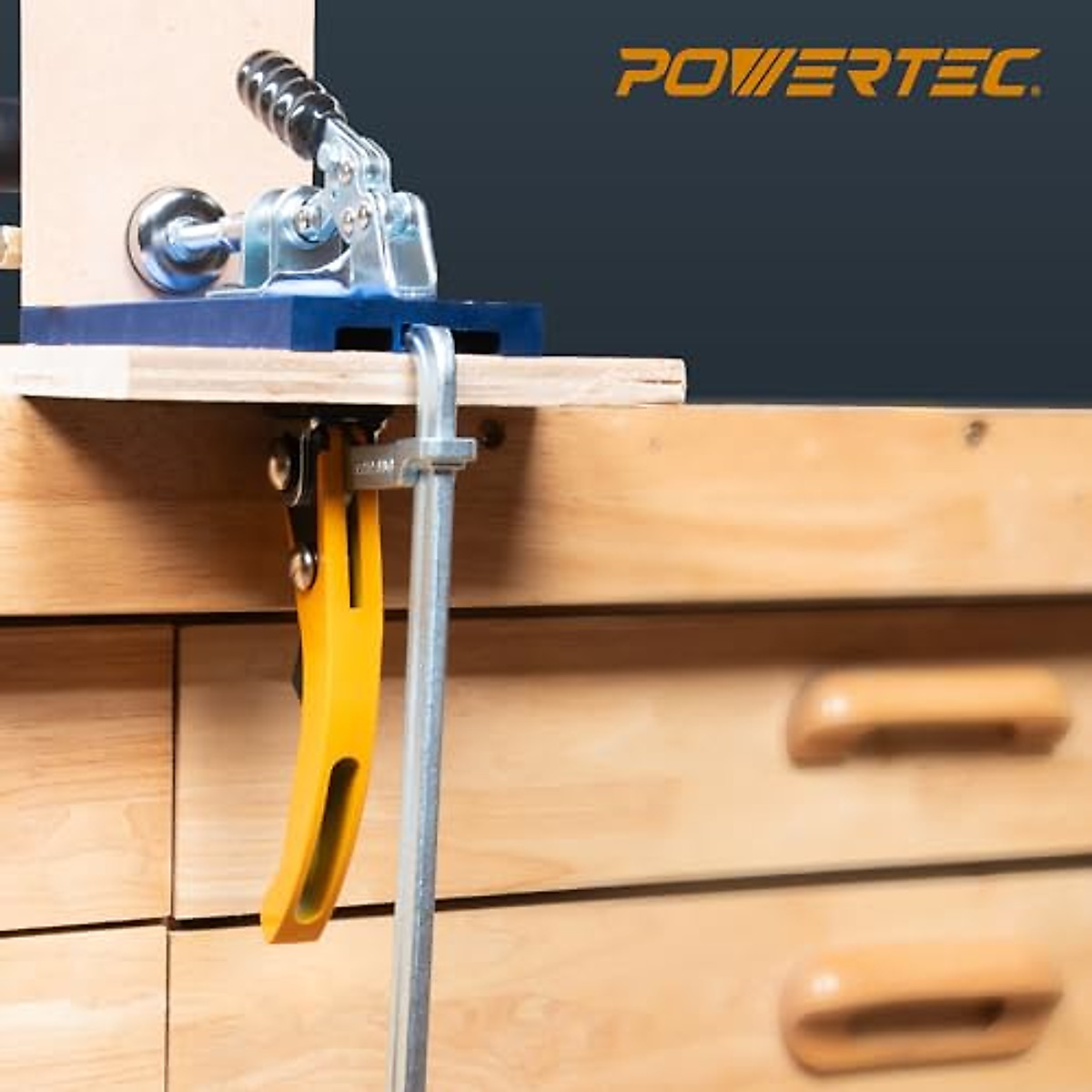 POWERTEC 71408 Quick Release Ratcheting Table Clamp for MFT and Guide Rail System, 7” (178mm)