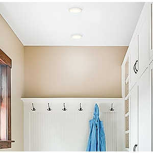 Westinghouse 6112000 Traditional One-Light, 7 Inch 17 Watt Dimmable LED Indoor Flush Mount Fixture with Color Temperature Selection White Finish, White Frosted Shade