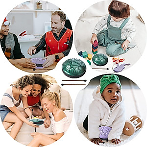 Ubblove Steel Tongue Drum 11 Notes 6 inch Handpan Drum Percussion Instruments with Mallets Bag for Meditation Musical Education Concert Party Gifts - Green