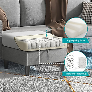 BALUS Convertible Sectional Sofa Couch, 3-Seat L-Shaped, Free-Form with Movable Storage Ottoman, Modern Design for Living Room and Office Spaces, Comfortable and Versatile（Light Gray）
