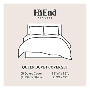 HiEnd Accents Floral Bedding Jardin Lyocell 3 Piece Queen Duvet Cover Set, Cottage Garden Botanical Rose Print Bed Set, Women Girls Soft Silky Flower Comforter Cover with Pillow Shams