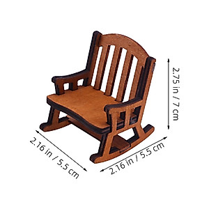 JOINPAYA 2pcs Miniature Dollhouse Rocking Chair 1:12 Scale Wooden Furniture Accessories Tiny Mini House Cake Topper Decoration Chair Model for Fairy Garden