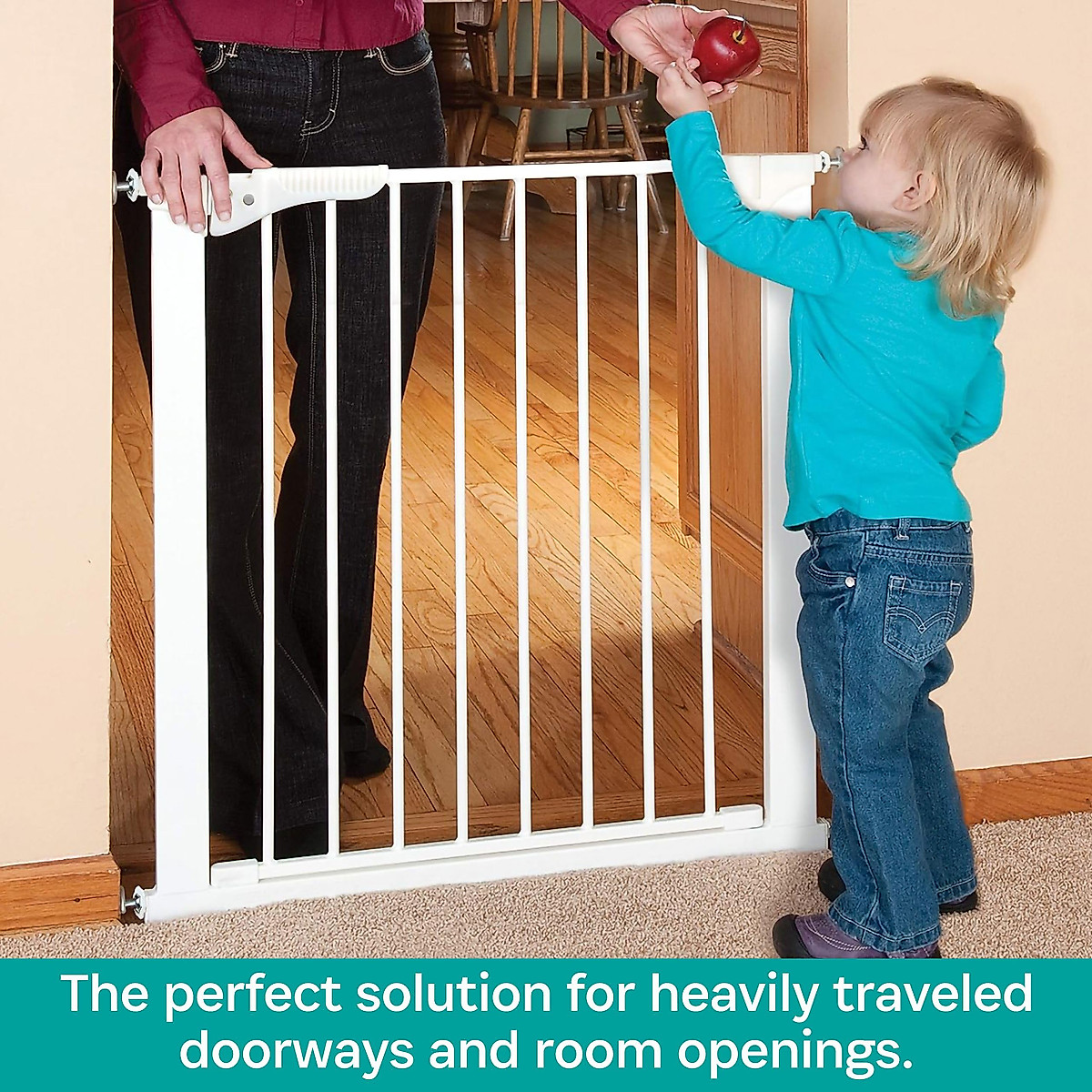 KidCo Gateway Baby Pressure Gate - No Tools or Wall Cups Required, Visual Pressure Indicator, Hold Open Safety Gate - G1000, White