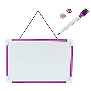 Operitacx Small Dry Erase Whiteboard, Magnetic White Board with Marker, Magnetic Hanging Whiteboard, Portable Mini Double Sided White Board for Drawing, Memo Board (Purple)