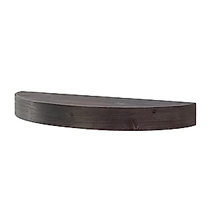 American Art Decor Small Rustic Round Oval Wood Decorative Floating Wall Mounted Shelf - Black - 28" L x 3" H x 8" D
