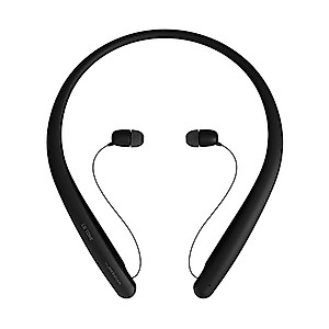 LG Tone Style HBS-SL5 Bluetooth Wireless Stereo Neckband Earbuds with True Wireless Bluetooth Earbuds T90 - Adaptive Active Noise Cancelling Earbuds with Dolby Atmos, Black, Small