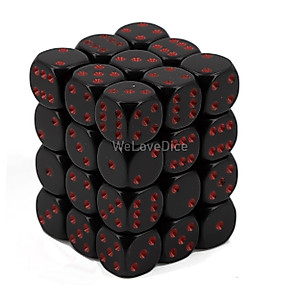 Chessex Dice FBA_25818 Chessex Opaque 12mm d6 Black w/Red Dice Block 36 Dice, Black/Red