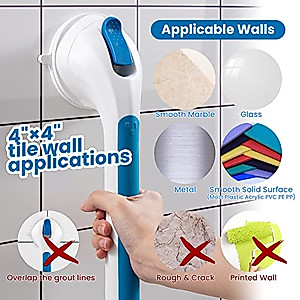 LEVERLOC Shower Grab Bar, Suction Grab Bars for Bathtubs and Showers, Easy to Install Removable Shower Handle for Bathroom Safety Grip for Seniors Elderly, Heavy Duty Handrails Waterproof No Drilling