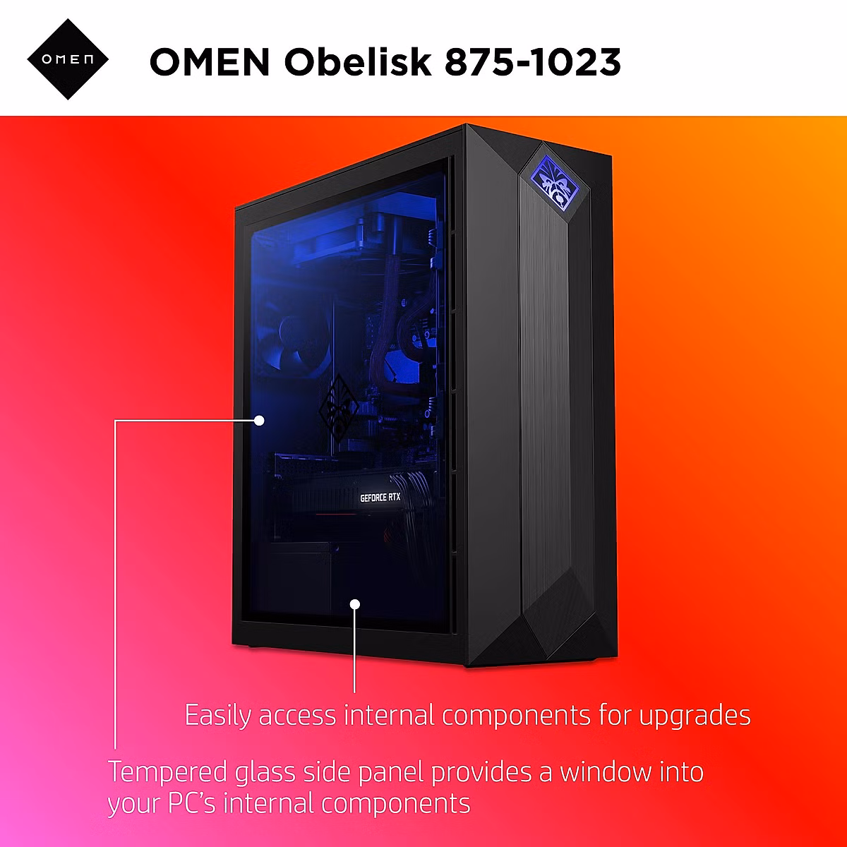 Omen by HP Obelisk Gaming Desktop Computer, 9th Generation Intel Core i9-9900K Processor, NVIDIA GeForce RTX 2080 SUPER 8 GB, HyperX 32 GB RAM, 1 TB SSD, VR Ready, Windows 10 Home (875-1023, Black)