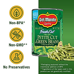 Del Monte Petite Cut Green Beans, 14.5 Oz, (Pack Of 12)