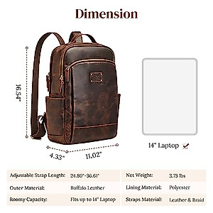 S-ZONE Genuine Leather Backpack Purse for Women Large Backpack for Men Vintage Rucksack Handbag Travel Daypack