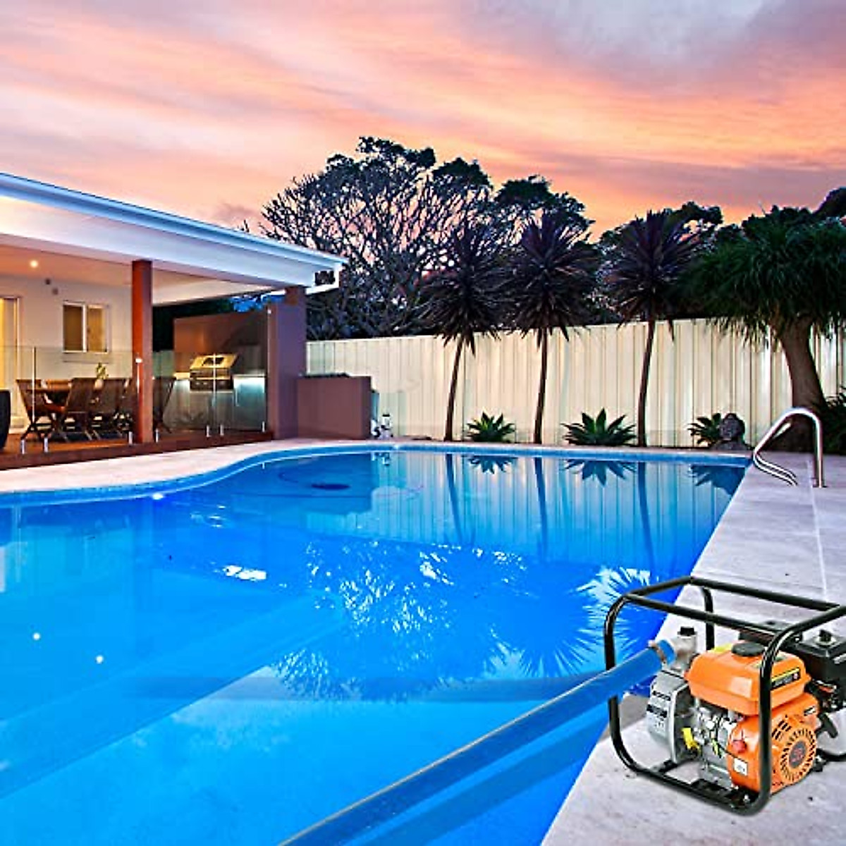 Gonioa 2 inches x 25 FT Heavy-Duty PVC Swimming Pool Backwash Hose, Reinforced Discharge Hose with Clamp for Swimming Pools, Blue