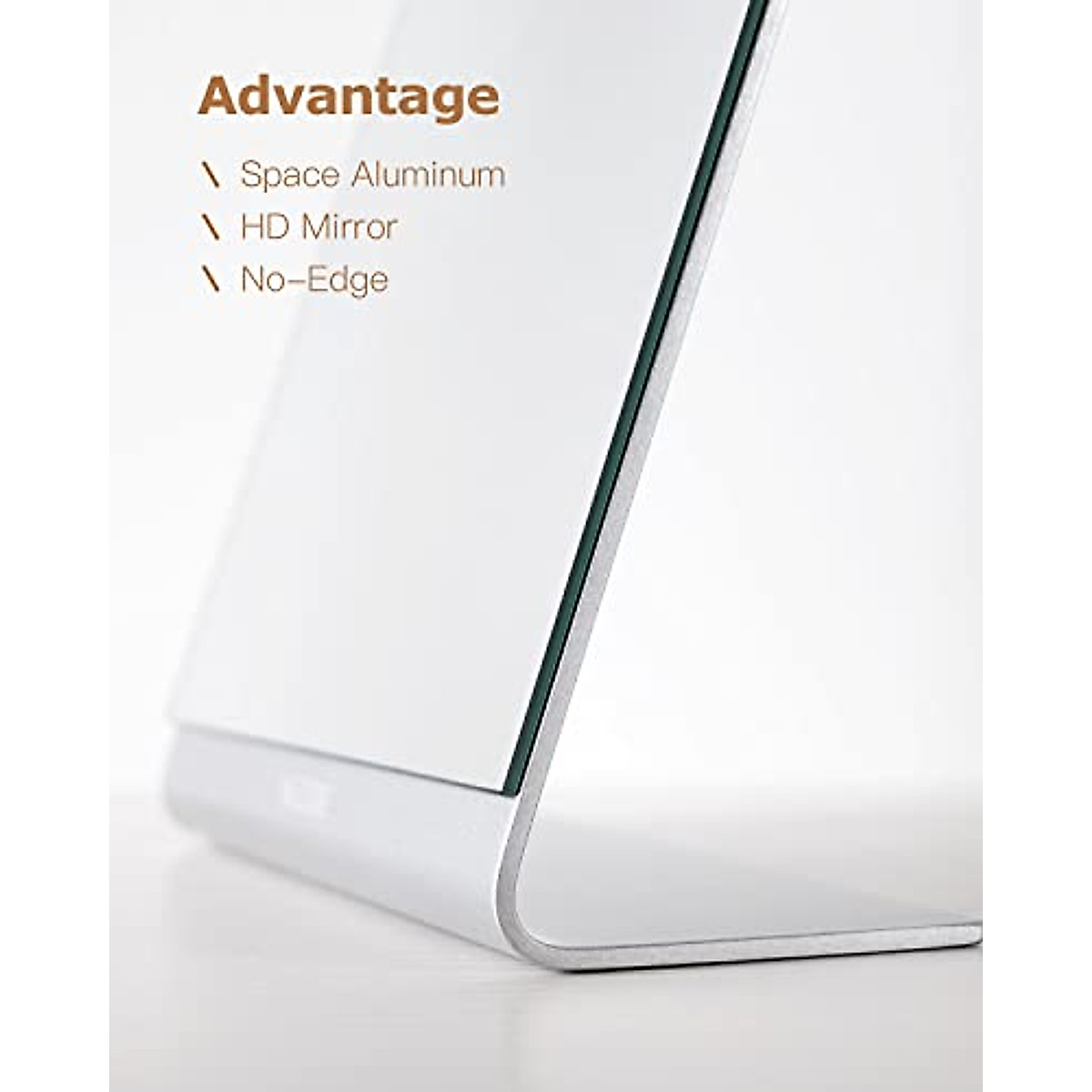 NEZZOE Modern Makeup Mirror, 12" Length Aluminum Desk Mirror, Vanity Mirror for Counter, Bedroom, Bathroom, Dorm