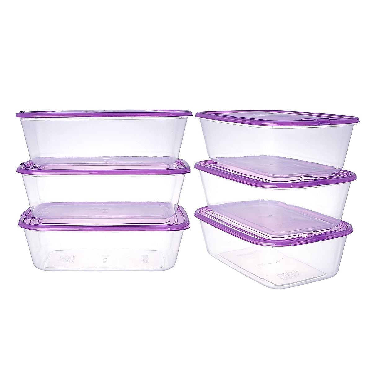 KIGI 6 PACK 40OZ Rectangular Meal Prep Container Plastic Food Containers with Lid