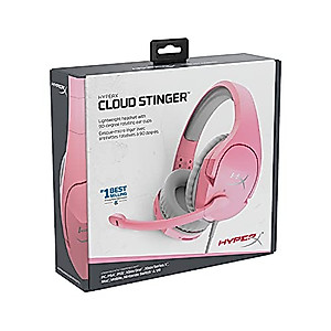 HyperX Cloud Stinger – Gaming Headset, Memory Foam, Soft Leatherette, Durable Steel Sliders, Swivel-to-mute Noise-Cancelling Microphone, Works on PC, PS4, PS5, Xbox and Mobile – Pink