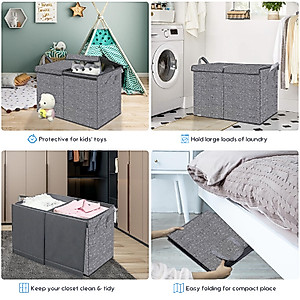 Friday Monkey Sturdy Large Toy Box Chest with Lids & Handles, Foldable Toys Storage Organizer Bin Basket for Boys, Girls, Kids, Playroom, Nursery, Utility Room, 25x13x16 inch, Light Grey, ZMGCWJX
