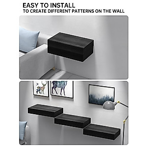 NiHome Floating Shelf with Drawer, Floating Nightstand, Floating Shelf Wood, Wall Mounted Rustic Wood Shelf for Bedroom, Living Room, Kitchen, Hold up to 80lbs (Black)