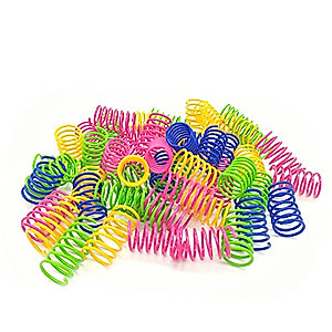 TEEMEE Cat Spring Toys 30 Packs Colorful & Durable Plastic Spring Coils Attract Cats to Swat, Bite, Hunt, Interactive Spring Toys for Cats and Kittens
