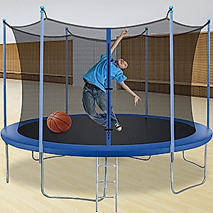 BestMassage 12FT Trampoline with Ladder and Safety Enclosure Net Jump Trampoline Outdoor PVC Spring Cover for Children and Adults