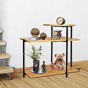 Babion Console Table with 1 Round table, Narrow Console Table Living Room, Entryway Table with 3-Tier Storage Shelves, Sofa Table/Living Room Tables for Couch, Hallway, Kitchen, Foyer